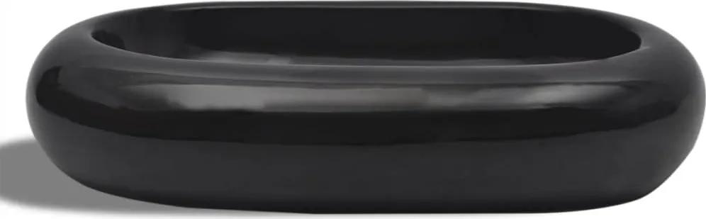 vidaXL Luxusní keramické oválné umyvadlo - 63 x 42 cm - [141920] Barva: Černá