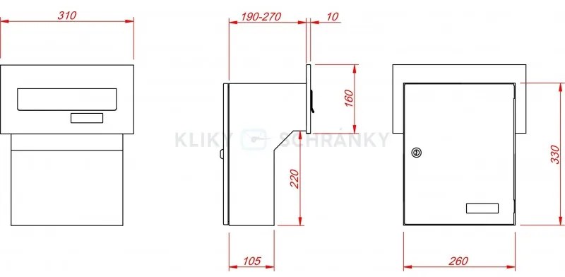 S9 schránka na zazdění antracit