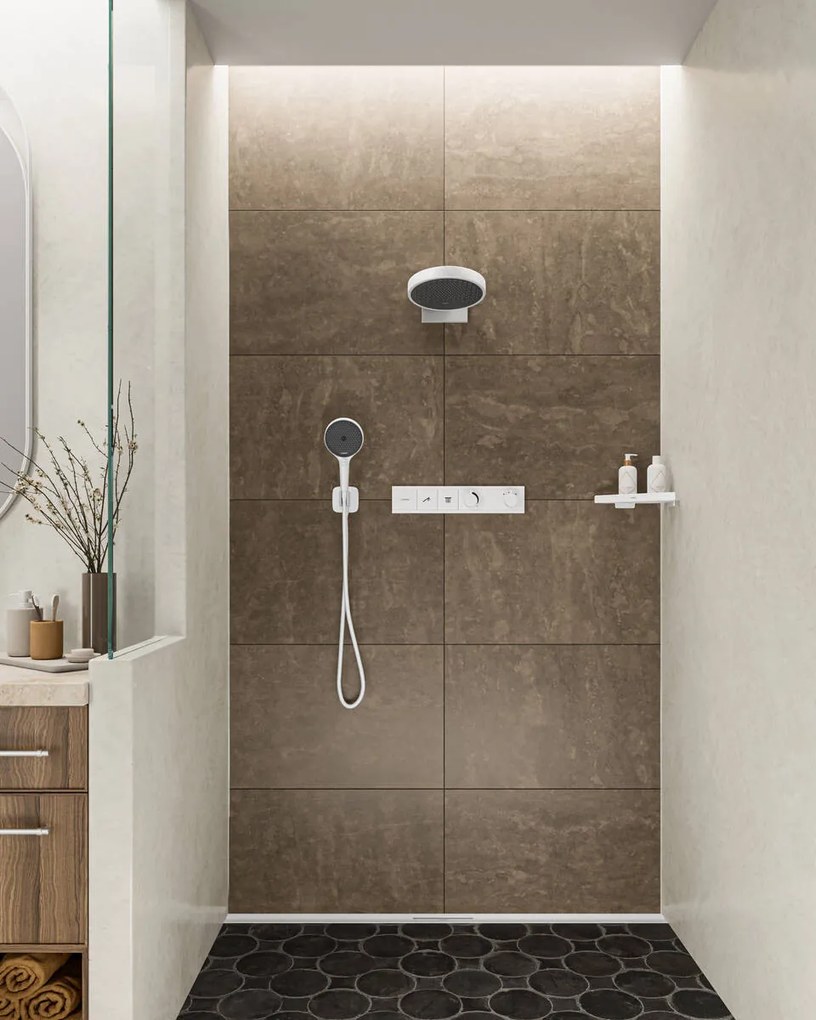 Hansgrohe Rainfinity, ruční sprchová hlavice 130 3-funkční, bílá matná, 26864700