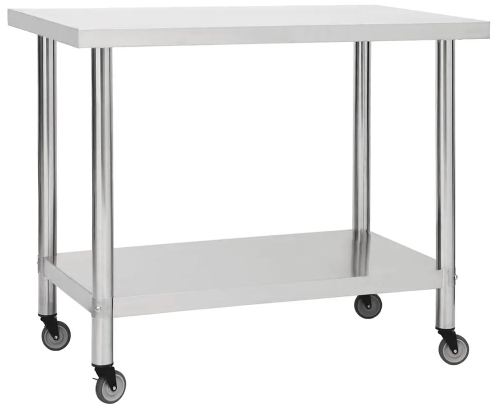 51638 vidaXL Kuchyňský pracovní stůl s kolečky 100x45x85 cm nerezová ocel
