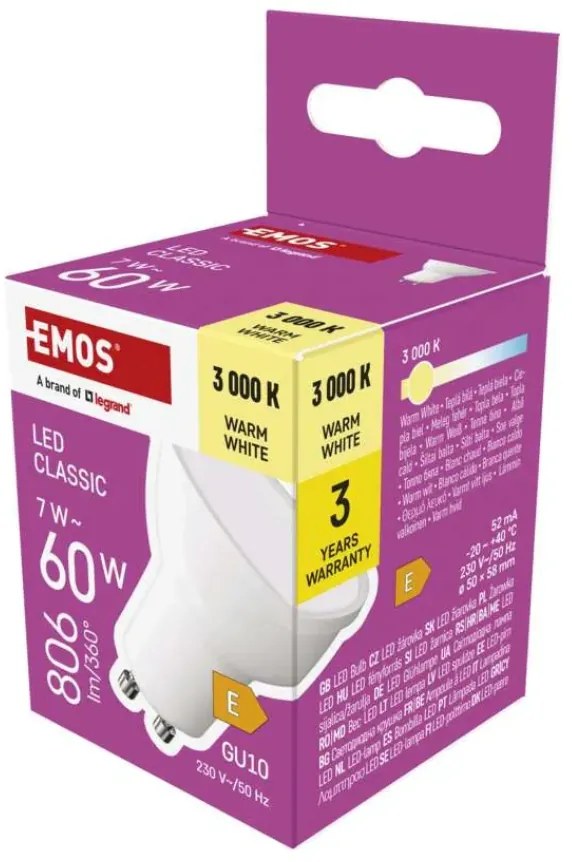 Emos lighting LED žárovka Classic MR16 7W GU10 teplá bílá
