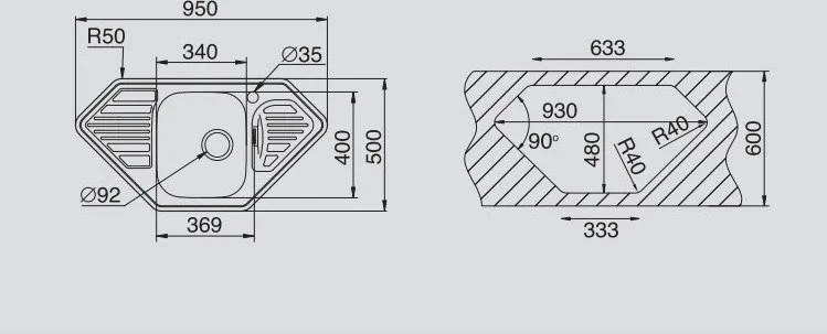 Casarredo - Komfort nábytek Nerezový dřez MEDUSA CORNER 1B2D vestavný