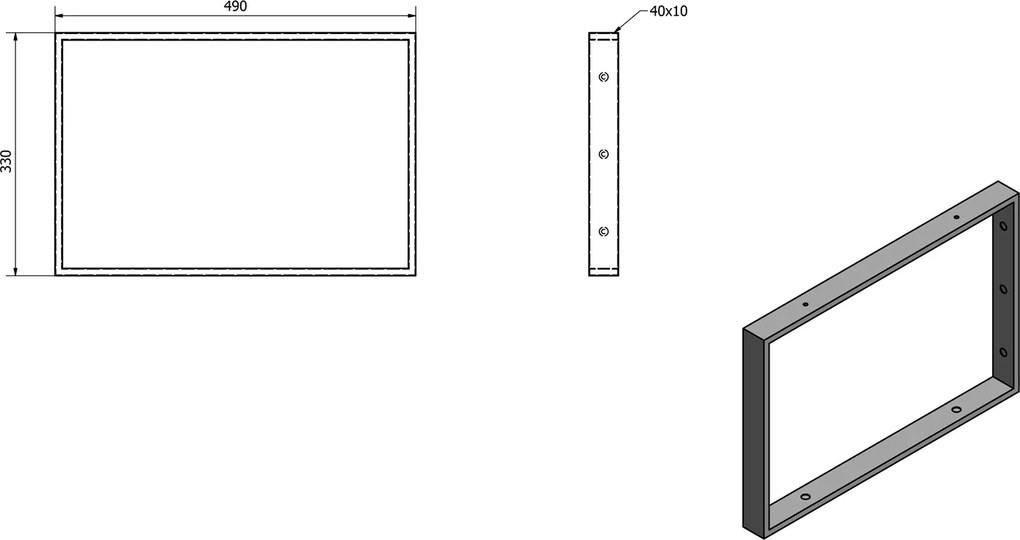 Sapho 490 x 330 x 40 mm 30370 Podpěrná konzole lakovaná ocel černá mat 1 ks