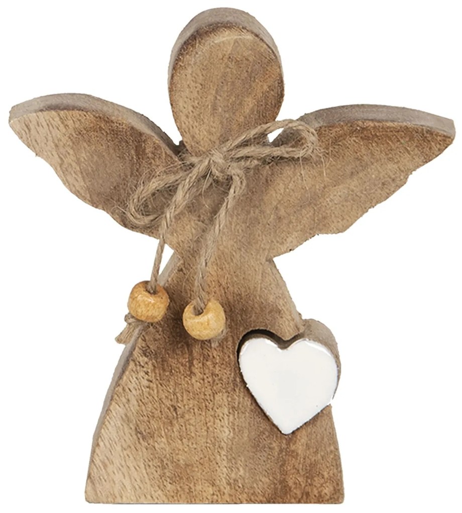 Dřevěný dekorační anděl se srdíčkem - 10*3*12 cm
