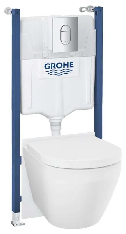 Grohe Solido - Set předstěnové instalace, klozetu Euro Ceramic, sedátka SoftClose a tlačítka Arena Cosmopolitan, Triple Vortex, chrom 102517SH00