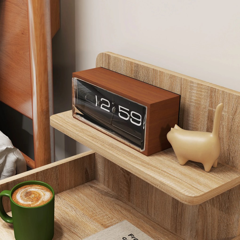 HOMCOM Noční stolek s šuplíkem, Postranní stůl, Noční skříňka s otevřenou policí a přihrádkou, Noční stolek do ložnice, obývacího pokoje, 40 x 35 x 6…