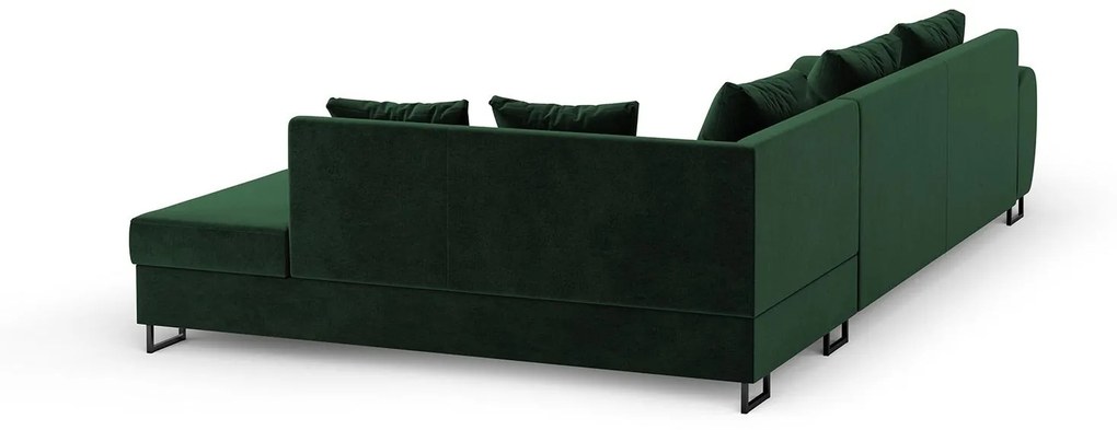 KOOKO HOME Rohová rozkládací sametová pohovka s úložným prostorem Calmato XL pravý roh
