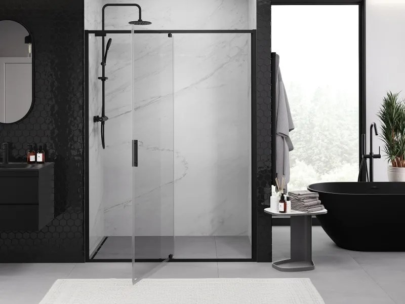 Mexen Exo sprchové dveře otočné 145 cm, transparentní, černé - 819-145-000-70-00