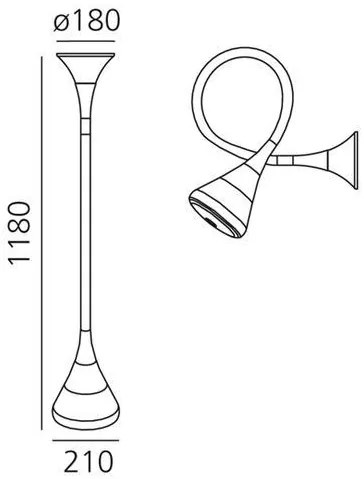 Artemide 0671W10A Pipe parete/soffitto, flexibilní stropní/nástěnné svítidlo, 30W LED 2700K, délka: 118cm
