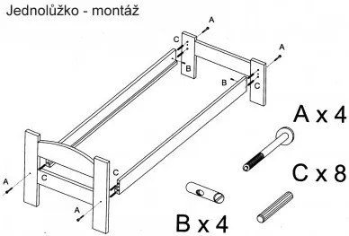 Via-nábytek Postel Euro masiv borovice 90 x 200 Povrchová úprava postele: Moření odstín dub