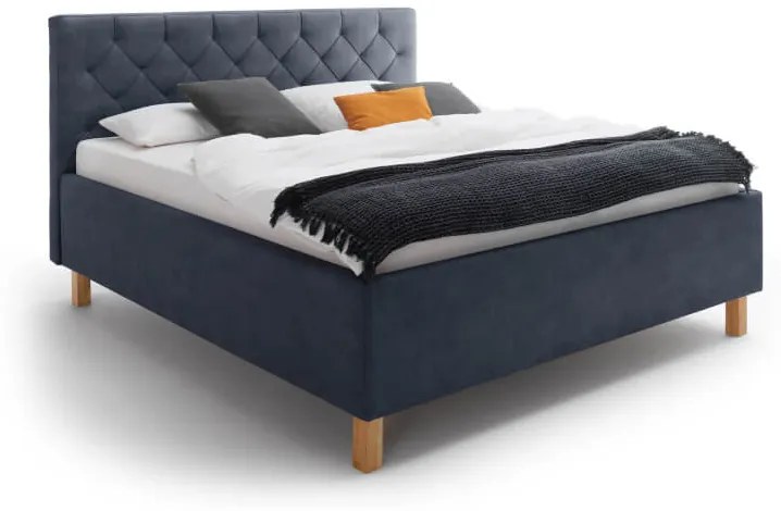 Čalouněná postel kartika s úložným prostorem 180 x 200 cm modrá MUZZA