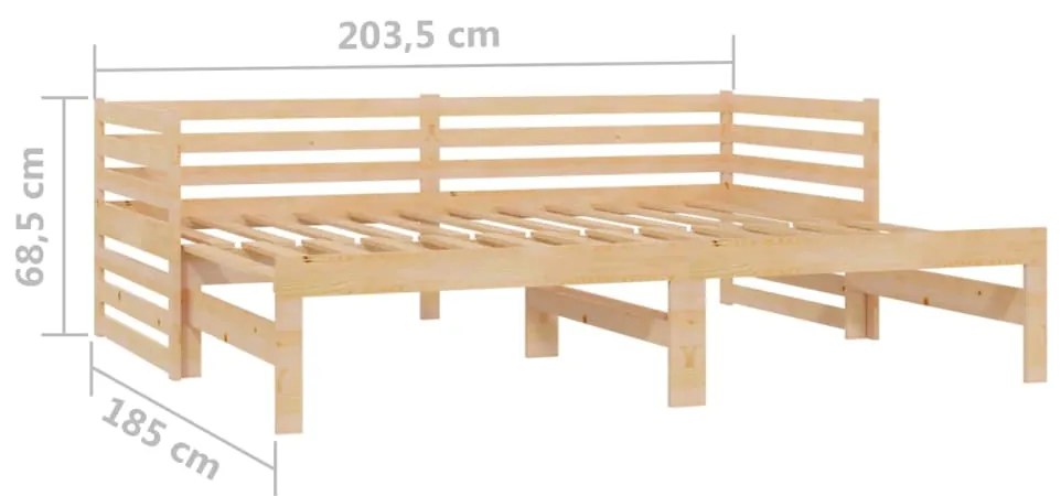 Výsuvná válenda masivní borové dřevo 2× (90 x 200 cm)