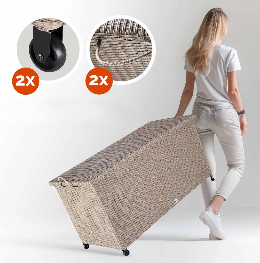 Deuba Úložný box s kolečky 370 L - krémový