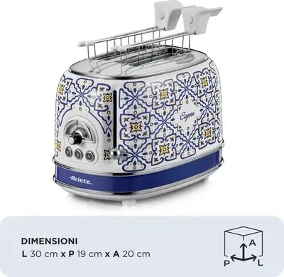 Ariete Capri bílá, světle modrá / Toustovač / 2 plátky / 810 W