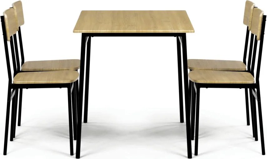 Set jídelní (1+4), MDF dekor divoký dub, černý kov (110 x 70) cm hnědá