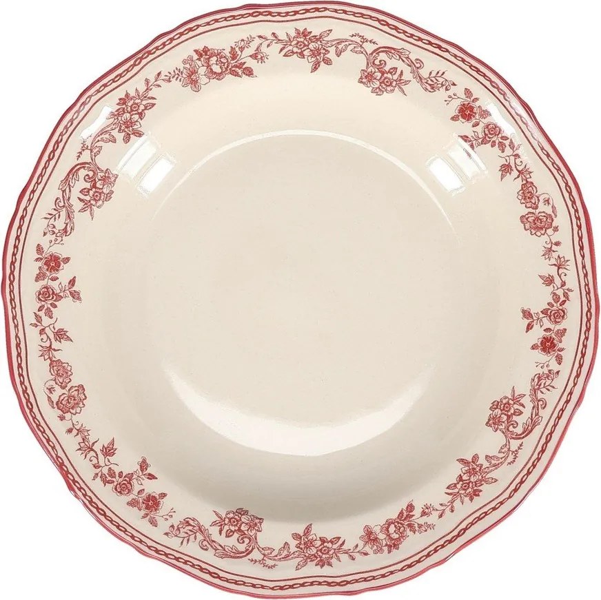 Vínový/slonovinový hluboký porcelánový talíř ø 23 cm Cyril – S|P Collection