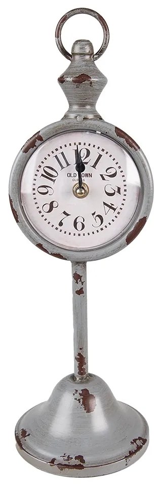 Šedé antik kovové stolní hodiny - 12*12*38 cm / 1*AA