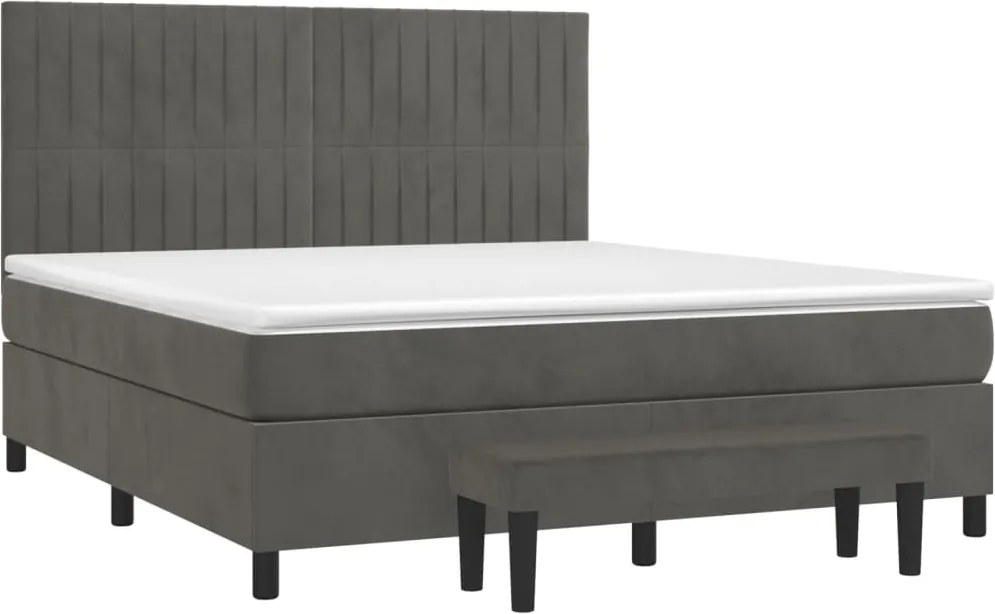 Box spring postel s matrací tmavě šedá 160x200 cm samet 3137972