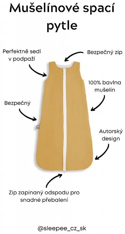 Oboustranný lehký mušelínový spací pytel Rose 4-24 měsíců M