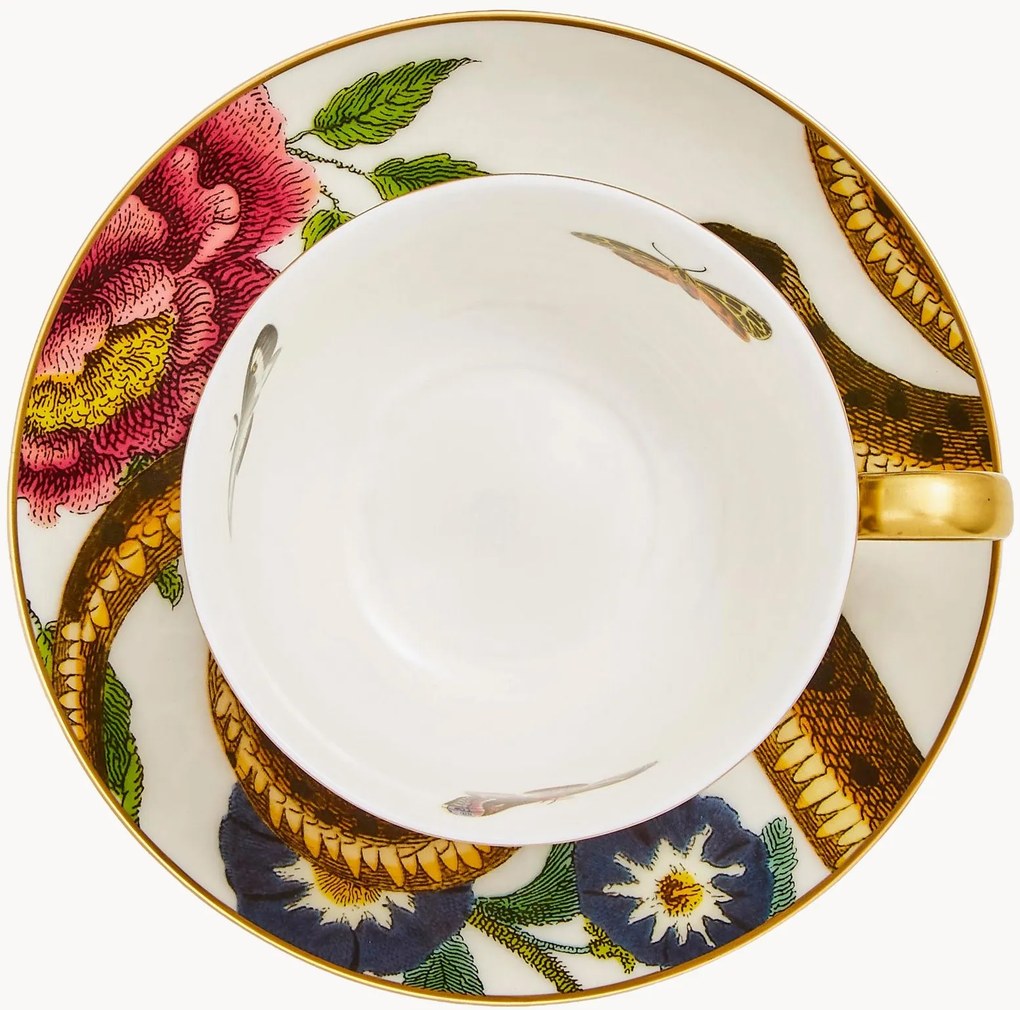Šálek na čaj's podšálkem z jemného porcelánu Leopard Snake