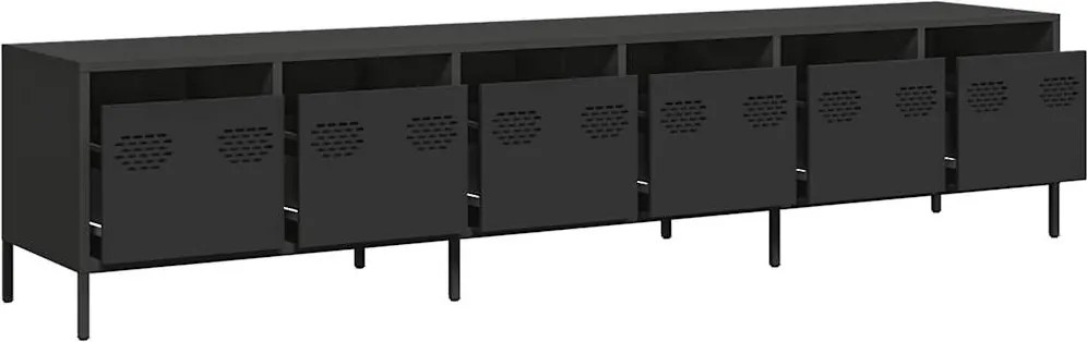 TV skříňka černá 202x39x43,5 cm ocel válcovaná za studena 3307149