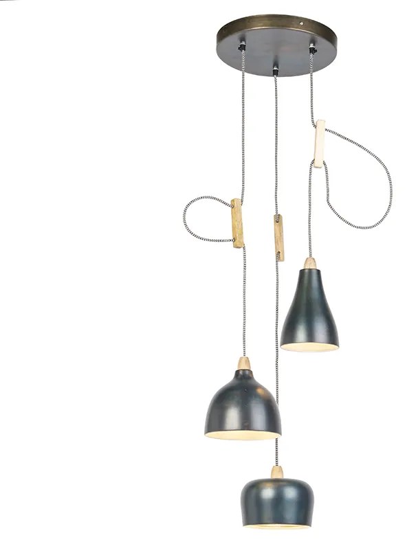 Designová závěsná lampa zinek se 3 světelnými body - Vidya