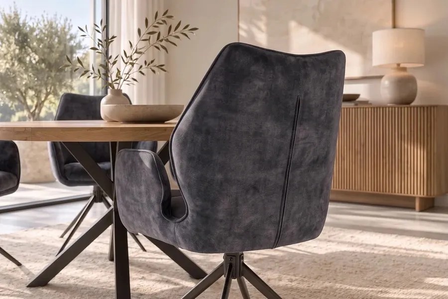 Designová otočná židle Kody tmavě šedý samet