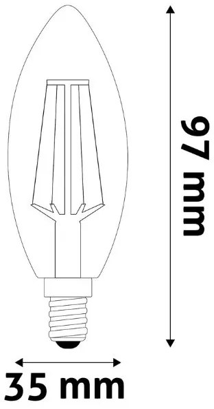 Prémiová retro LED žárovka svíčka E14 4,5W 470lm teplá, filament, ekv. 40W, 3 roky