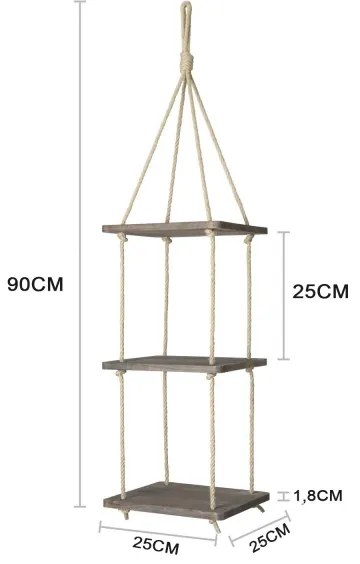 Závěsná police 90x25 cm smrk