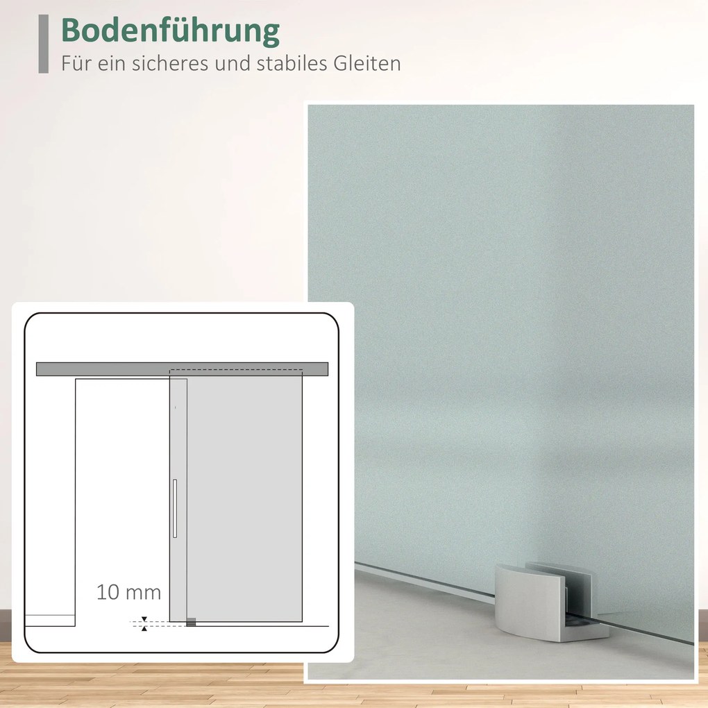 HOMCOM Posuvné skleněné pokojové dveře s madlem, jednostranně satinované 102,5x205 cm, moderní a elegantní pro obývací pokoje | Aosom.de