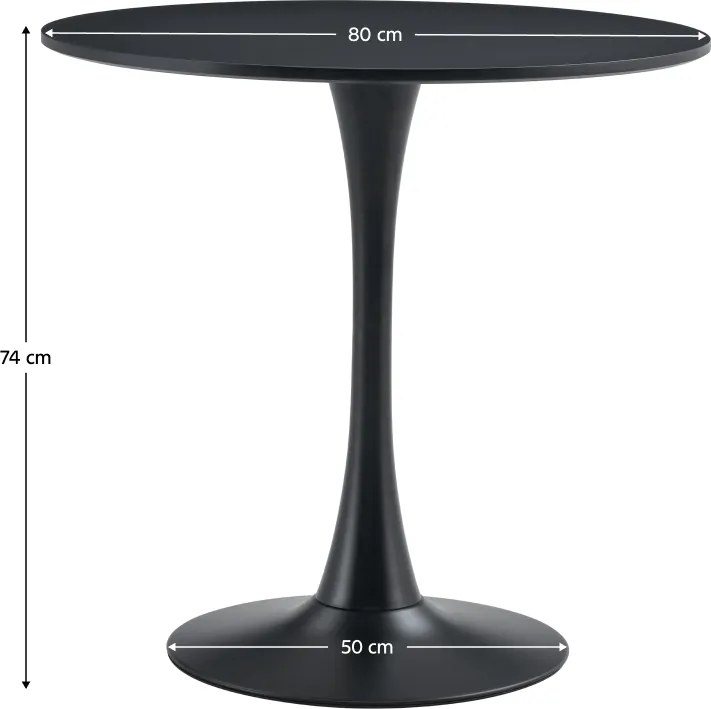 Jídelní stůl, černá, průměr 80cm, REVENTON NEW