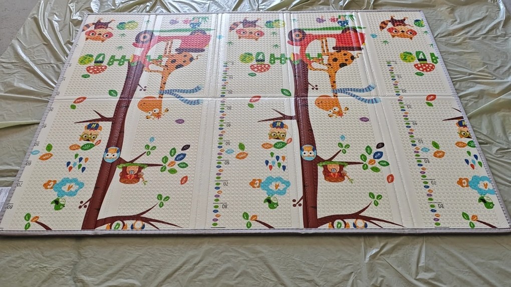 AIYAPLAY Hrací podložka pro děti 200x150x1,5 cm s motivem lesa, skládací a oboustranná z XPE, 0-3 roky, vícebarevná