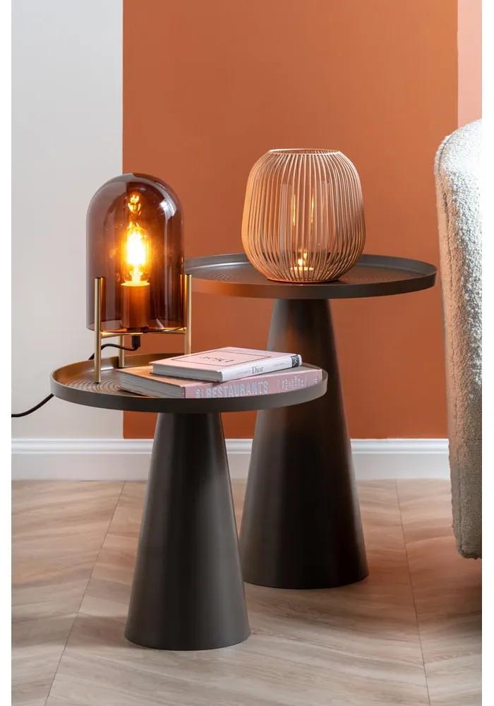Hnědá skleněná stolní lampa Leitmotiv Bell, výška 30 cm