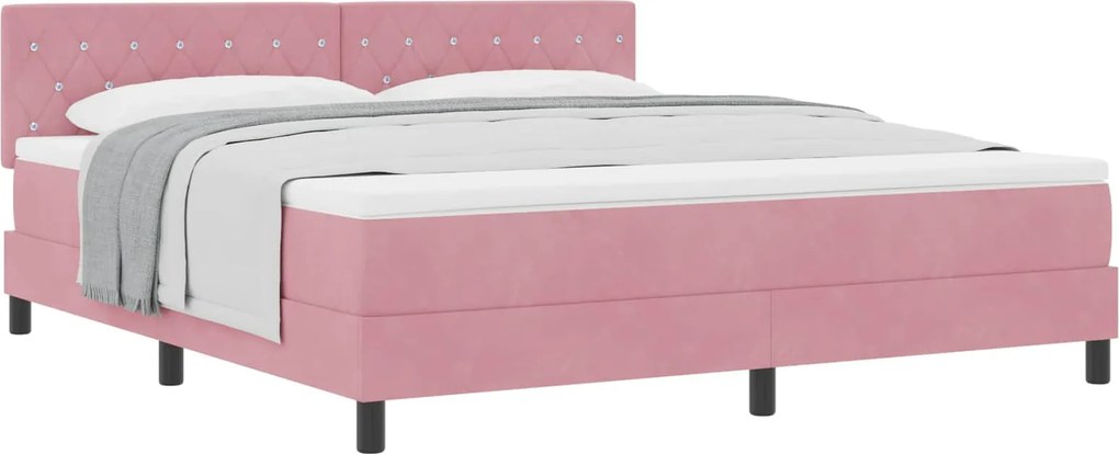 Postel s boxspringem s čelo Růžová 180 x 200 cm samet 3339127