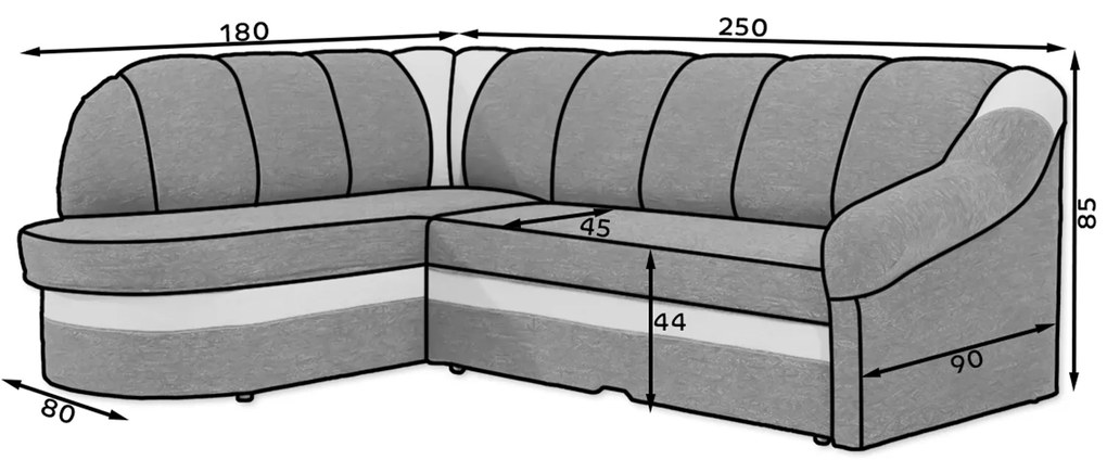 Eltap Rohová sedací souprava Benano Materiál a barva potahu: Soft 11, Soft 17 - černá, Orientace: pravá