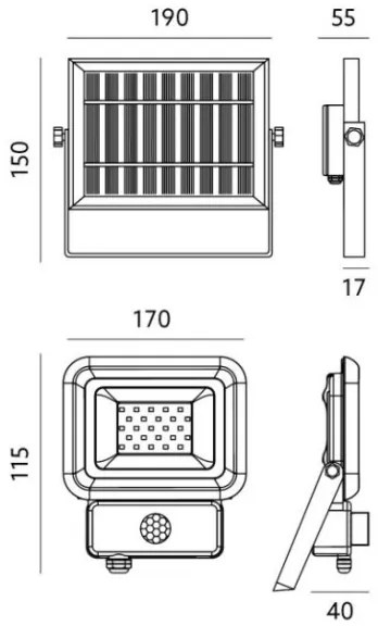 LED Venkovní solární reflektor se senzorem LED/10W/3,7V 6500K IP65 2200 mAh
