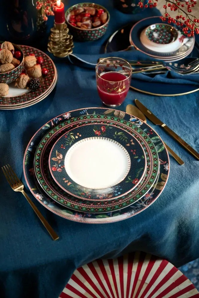 Pip Studio Berry Blues talíř ∅21cm, modrý (talíř z tenkostěnného porcelánu)
