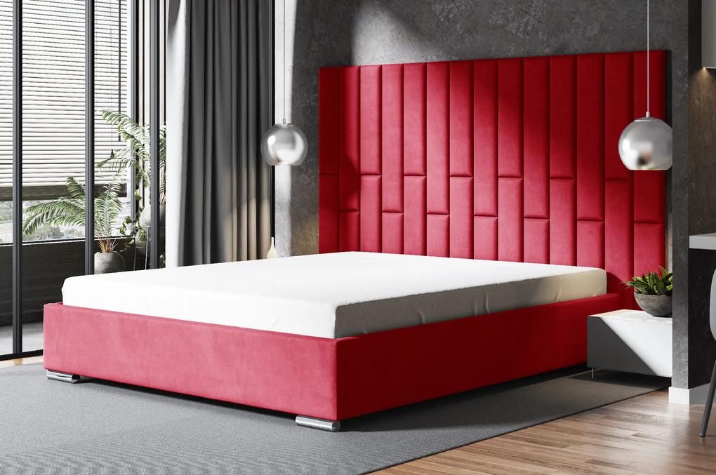 Eka Čalouněná postel LANA 160 x 200 cm Barva látky Trinity: (2324) Rubínová, Úložný prostor: S dřevěným rámem úložného prostoru