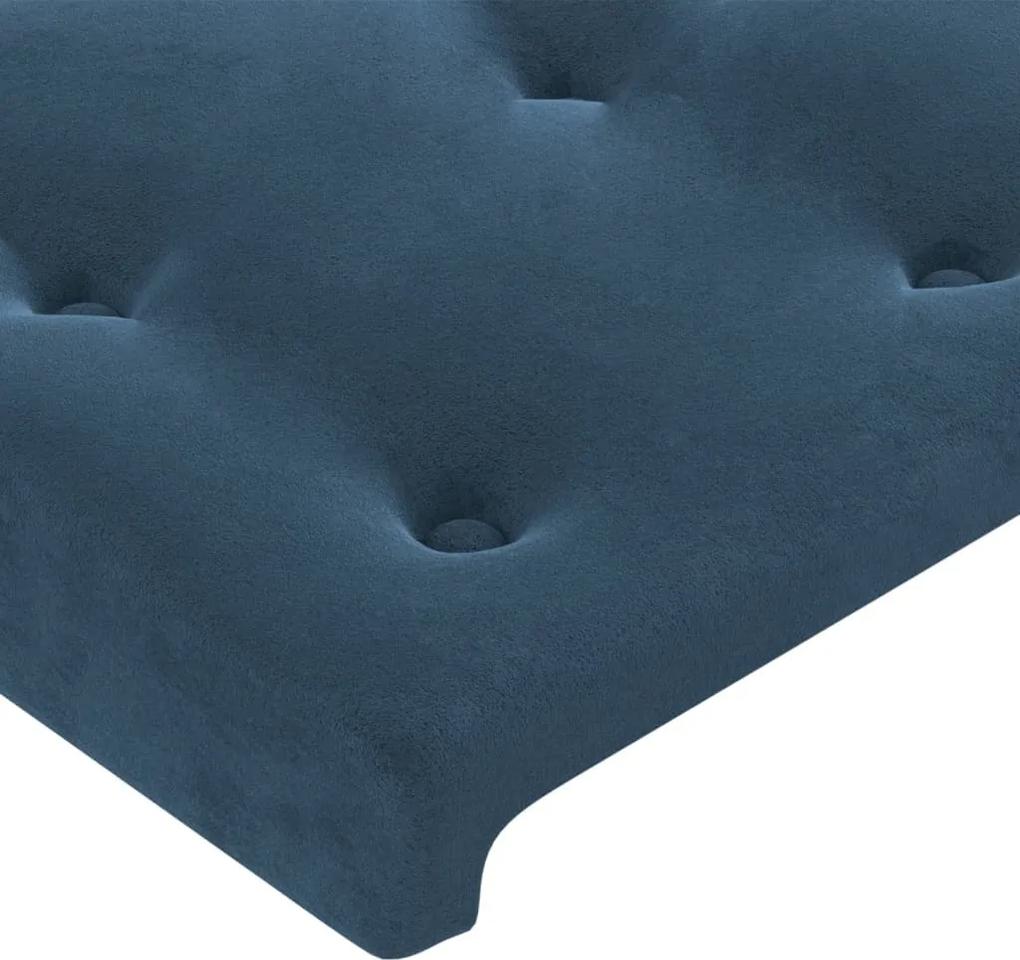 vidaXL Box spring postel s matrací a LED 90x200 cm samet [3136345] Barva: Tmavě moddrá