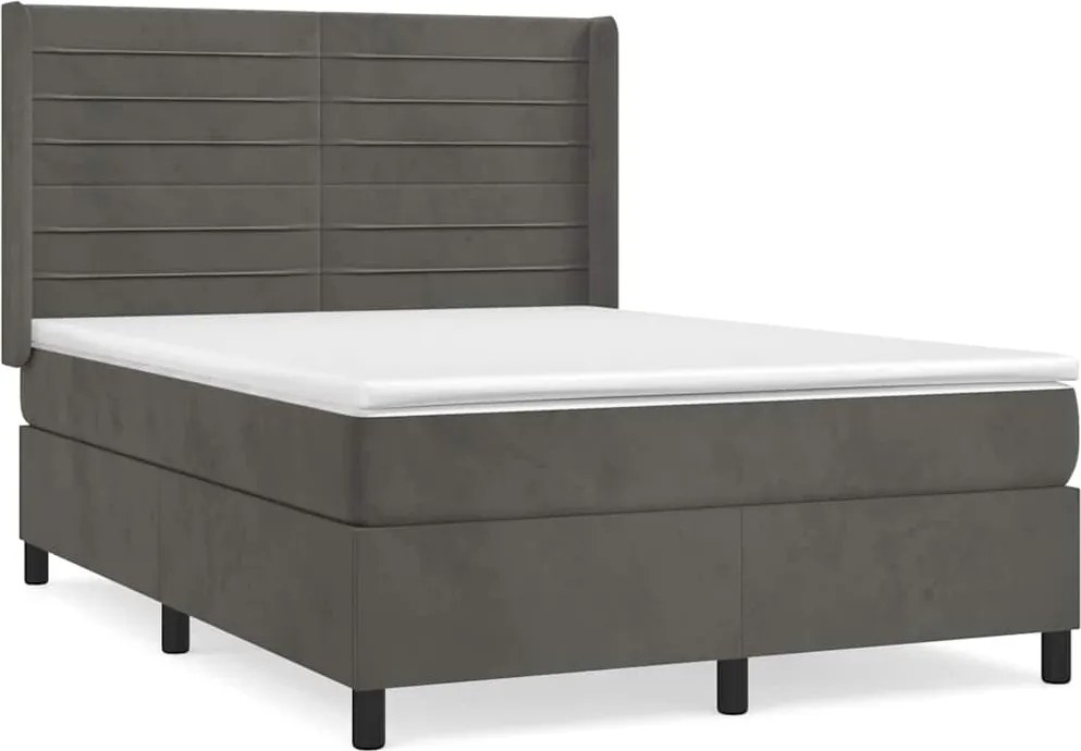 Box spring postel s matrací tmavě šedá 140x200 cm samet 3132742