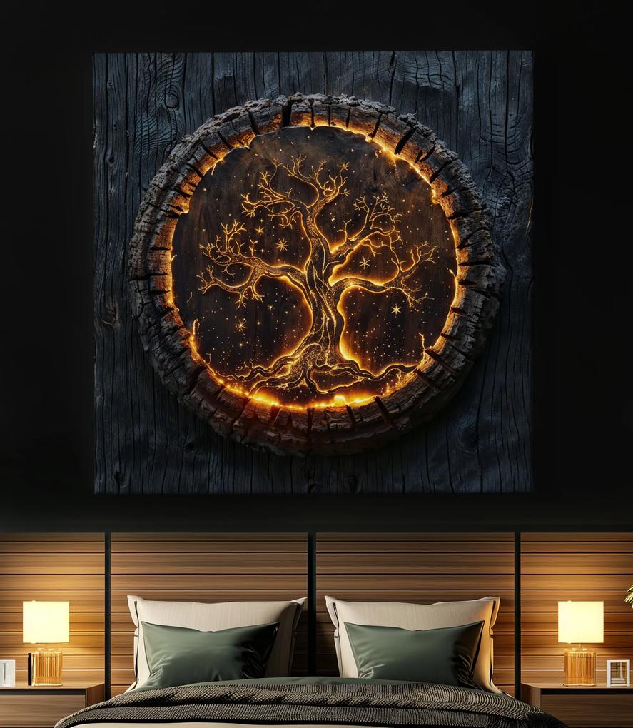 Obraz na plátně - Strom života Grand Fierro, dřevo styl FeelHappy.cz Velikost obrazu: 100 x 100 cm