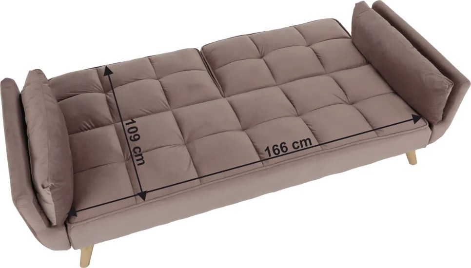 Rozkládací pohovka, starorůžový samet/buk, KAPRERA NEW