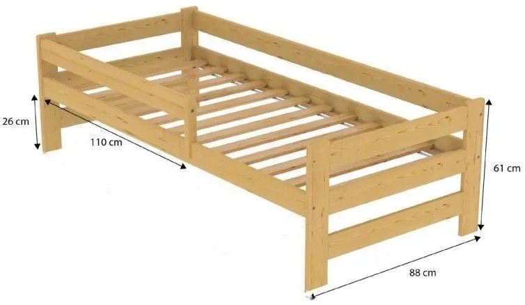 MB Dětská postel Karin z masivu borovice se zábranou Barva: Přírodní, Rozměry postele: 160 x 80 cm