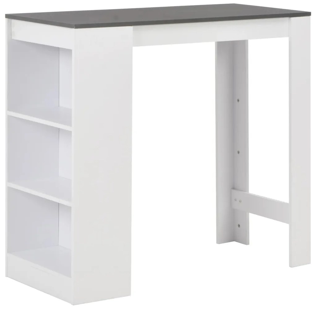280216 Bar Table with Shelf White 110x50x103 cm