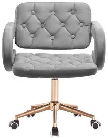 LuxuryForm DESIGN Otočná židle ADRIA VELUR na zlaté podstavě s kolečky - šedá