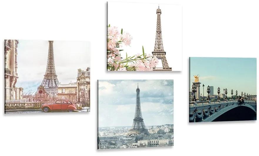 Set obrazů Eiffelova věž Varianta: 4x 60x60