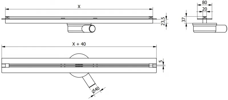 Mexen FLAT 360 SUPER SLIM 90 cm - Lineární odtkový žlab, černá 1751090 - MEXEN