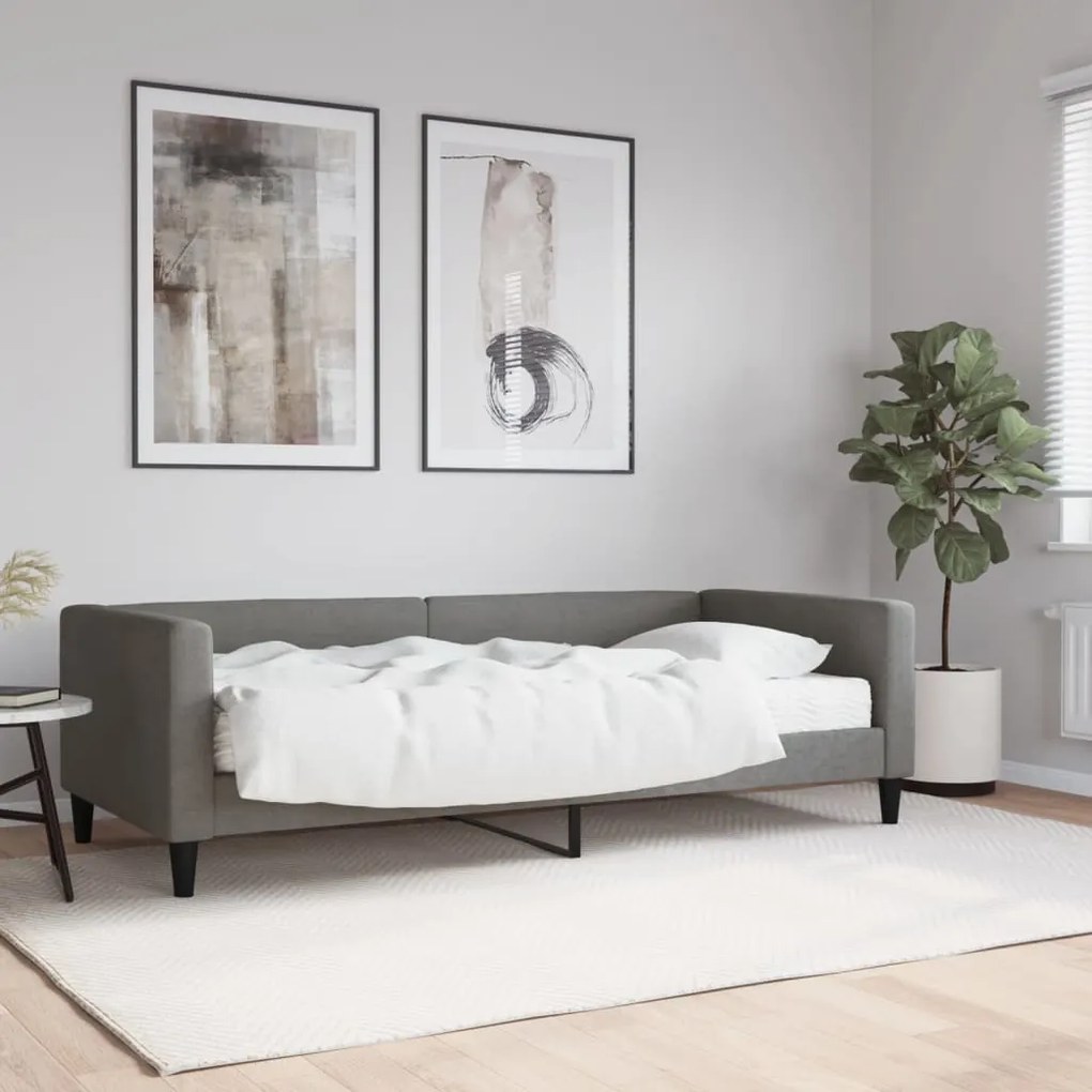 Válenda s matrací tmavě šedá 90 x 200 cm textil 3196561