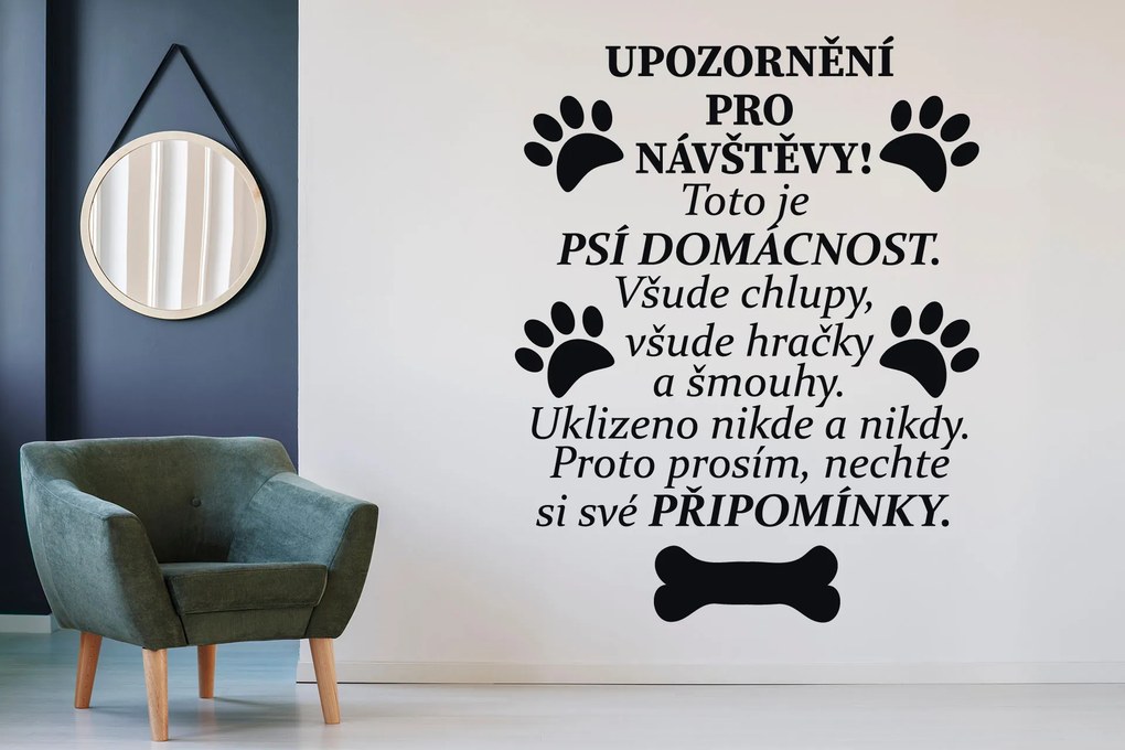 Samolepka na zeď Psí domácnost Barevná varianta: Černá, Velikost (šířka x výška): 50x63cm