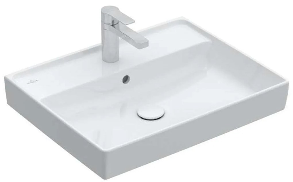 Villeroy & Boch Collaro - Umyvadlo 60x47 cm, s přepadem, otvor pro baterii, CeramicPlus, Stone White 4A336GRW